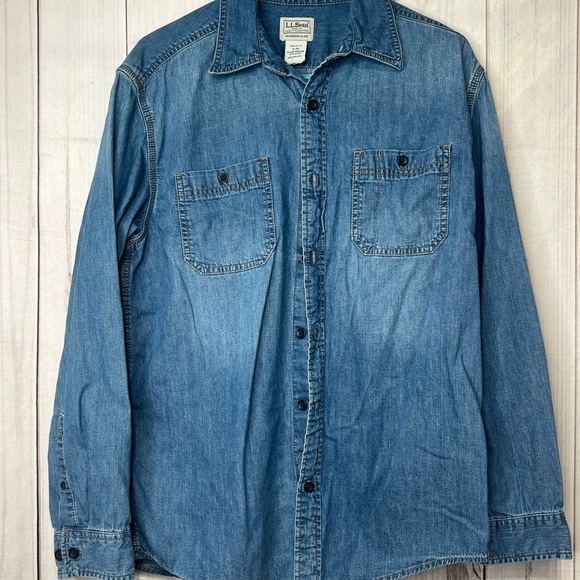 L.L. Bean | Shirts | Ll Bean Mens Denim Buttonup Shirt Size Medium ...